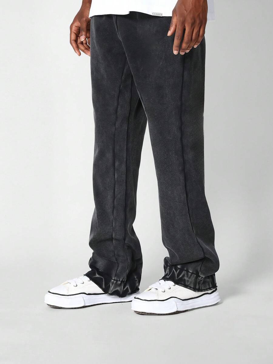 SUMWON Washed Black Flared Sweatpants With Gathered Ankle Detail ...
