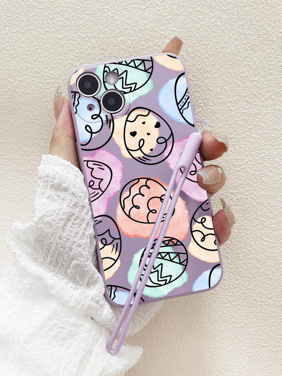 Sil Medeiros 1pc Purple Phone Case Cover With Lanyard, Food Pattern ...