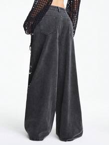 ROMWE Goth Jeans With Character Print And Distressed Holes Design ...