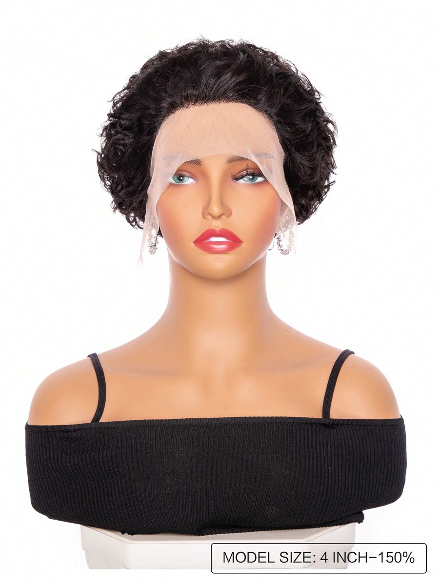 Transparent Lace Water Wave Pixie Cut 12 X 1 Curly Lace Frontal Wigs ...