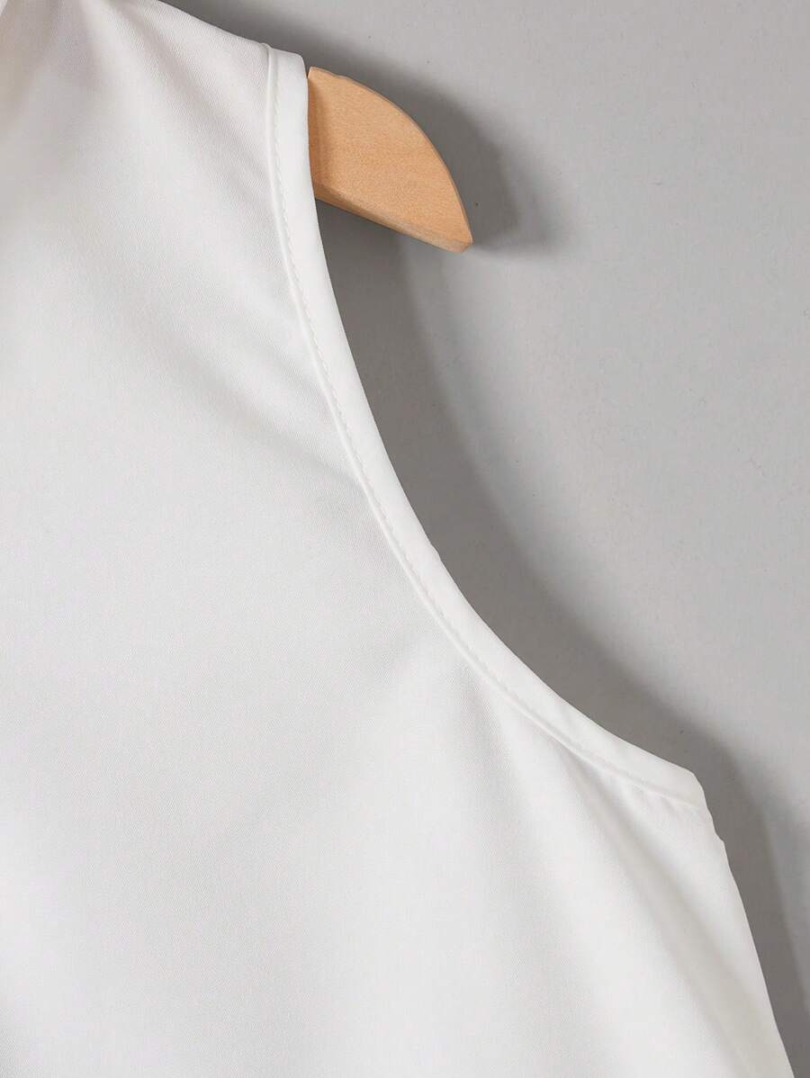 SHEIN Essnce Women Casual Solid Color Commute Vacation Sleeveless Spring/Summer Back Split Bow ...