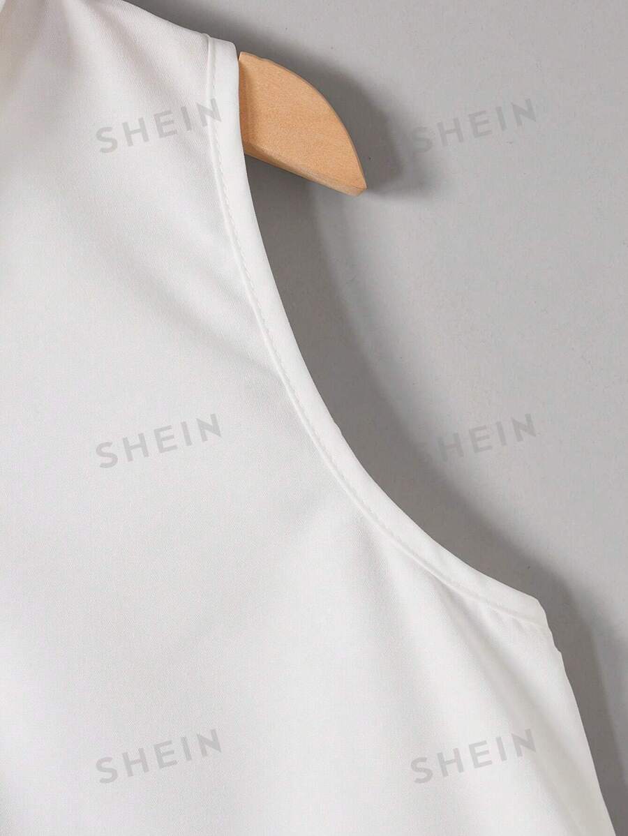 SHEIN Essnce Women Casual Solid Color Commute Vacation Sleeveless Spring/Summer Back Split Bow ...
