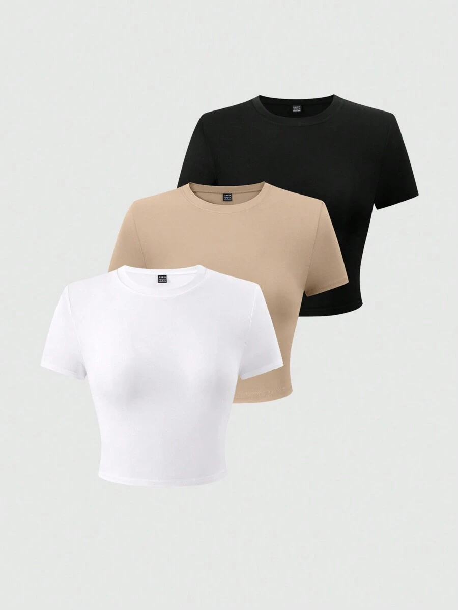 Women's Tight-Fitting Crop Top With Exposed Midriff | SHEIN UK