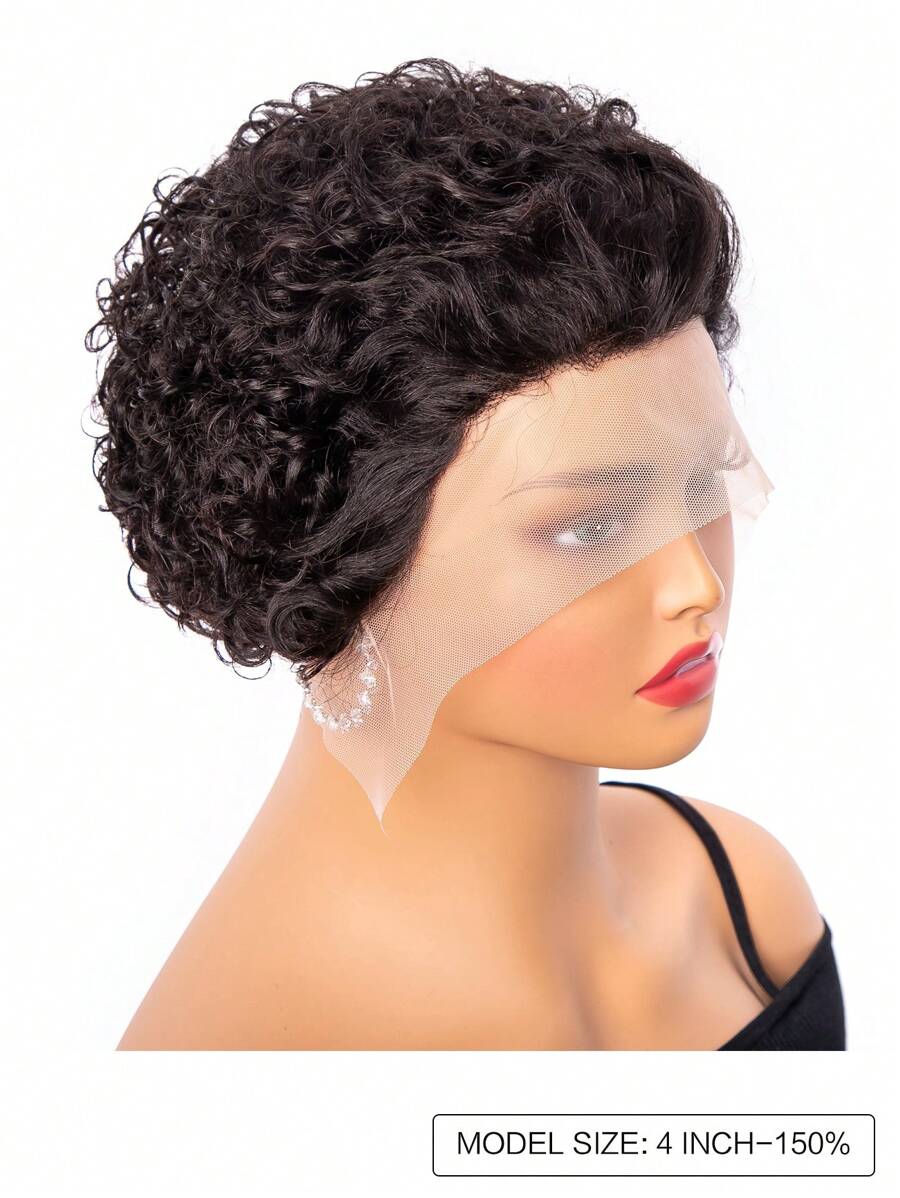 Transparent Lace Water Wave Pixie Cut 12 X 1 Curly Lace Frontal Wigs ...