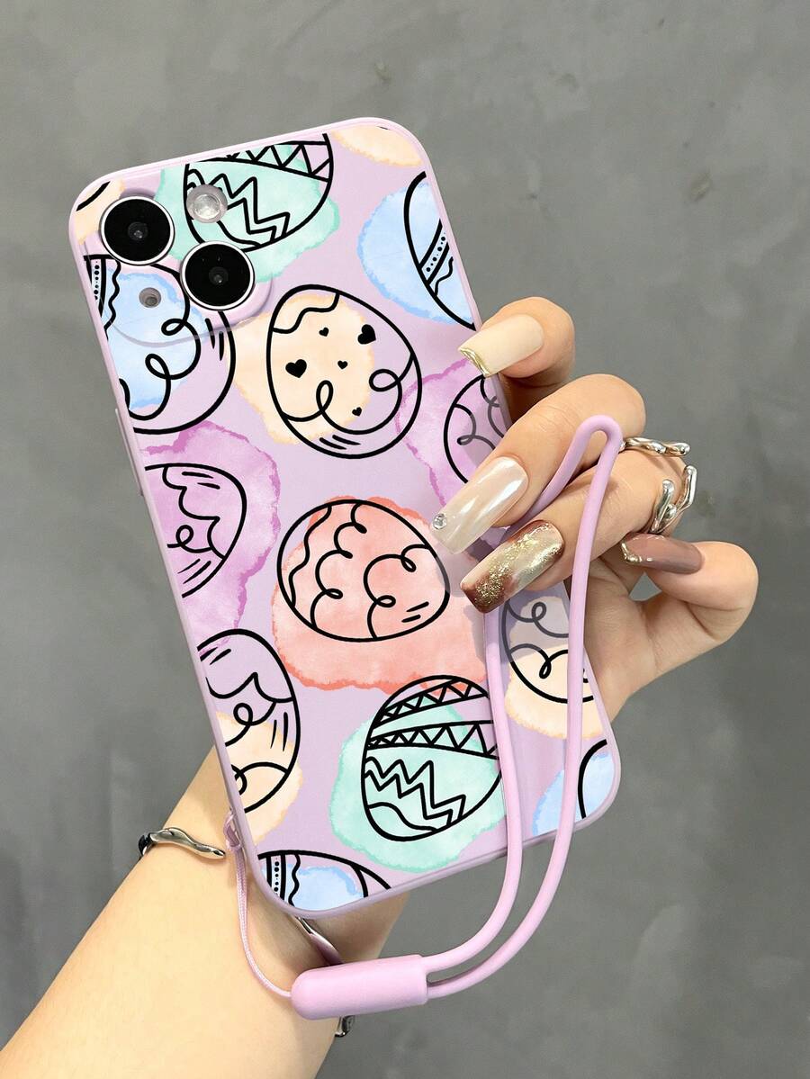 Sil Medeiros 1pc Purple Phone Case Cover With Lanyard, Food Pattern ...