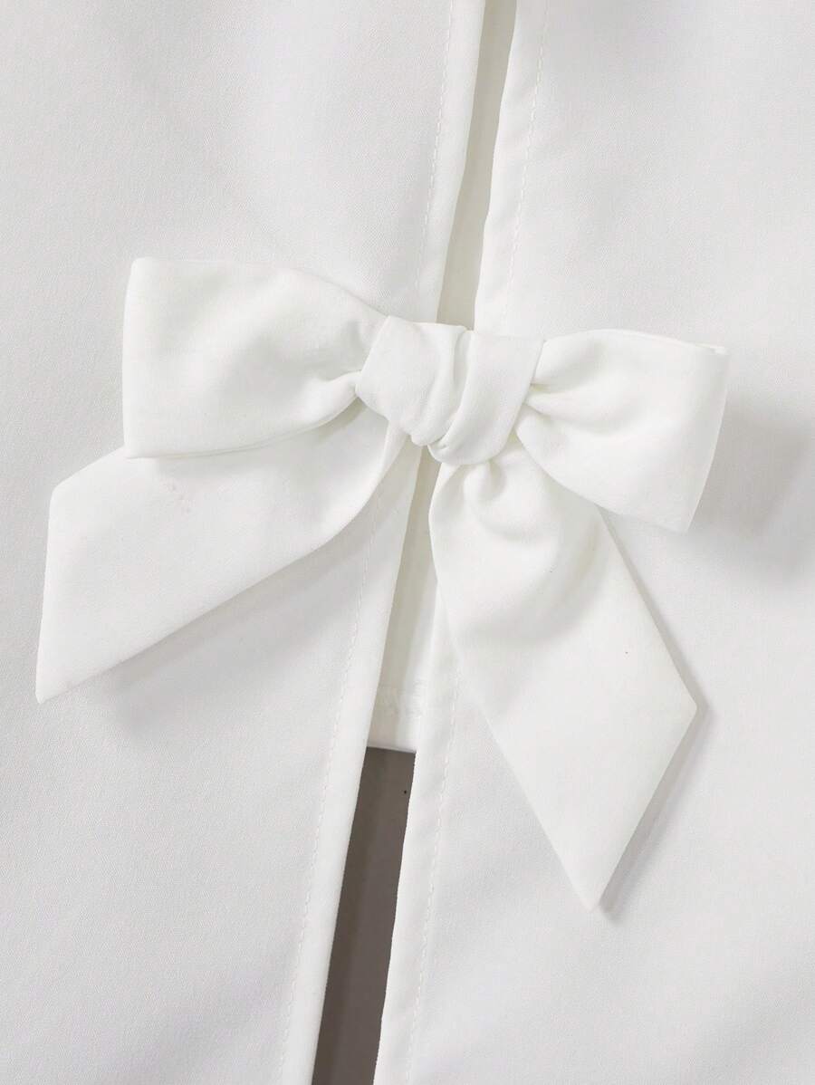 SHEIN Essnce Women Casual Solid Color Commute Vacation Sleeveless Spring/Summer Back Split Bow ...