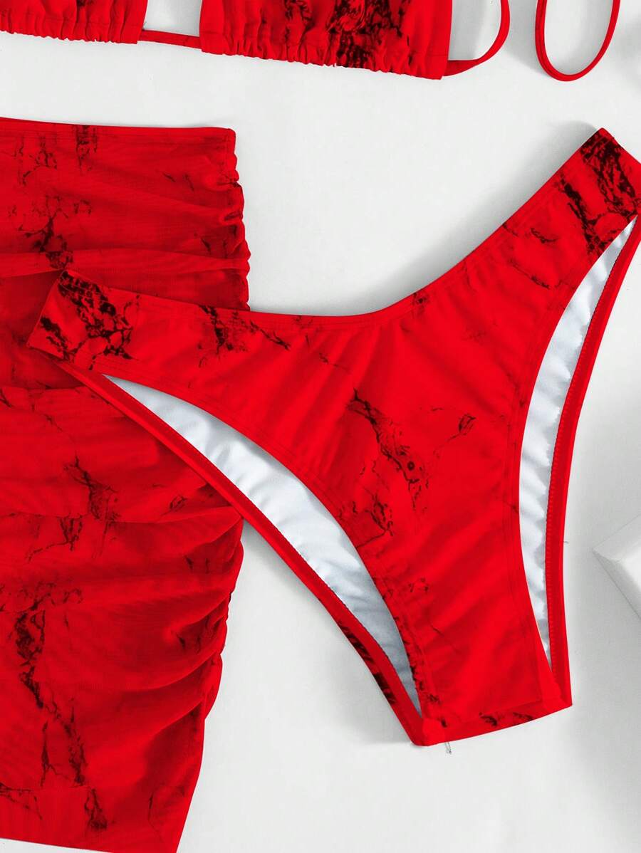 SHEIN Swim 2pcs/Set Women's 2025 Tie-Dye Halter Neck Sexy Bikini ...