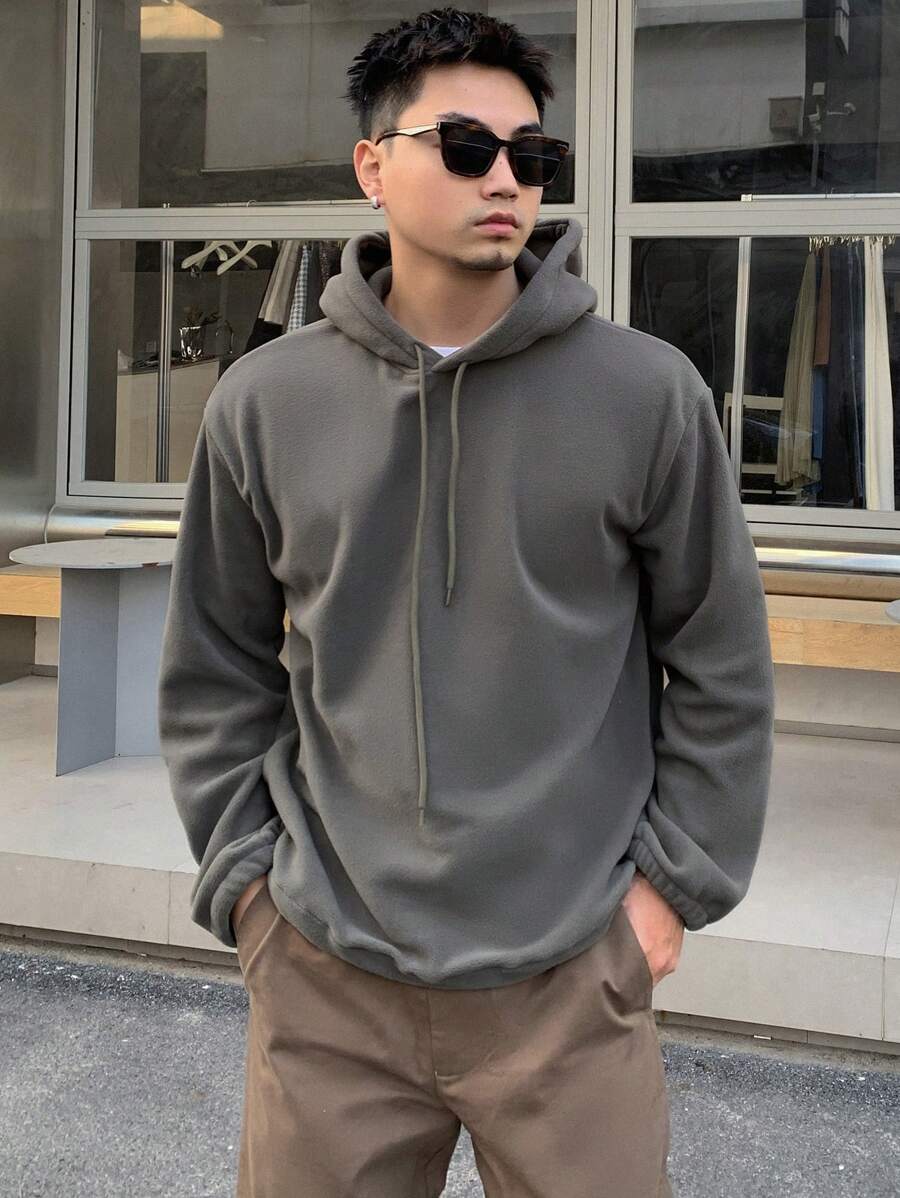 DAZY Men Drop Shoulder Drawstring Fleece Hoodie | SHEIN USA