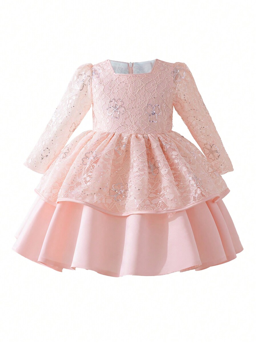 Wedding Jy Young Girl Embroidered Sequin Mid Sleeve Formal Dress