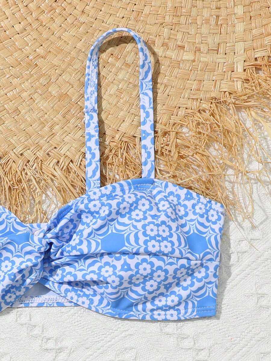 Conjunto de biquíni estampado floral 3 unidades / conjunto Tween Girl ...