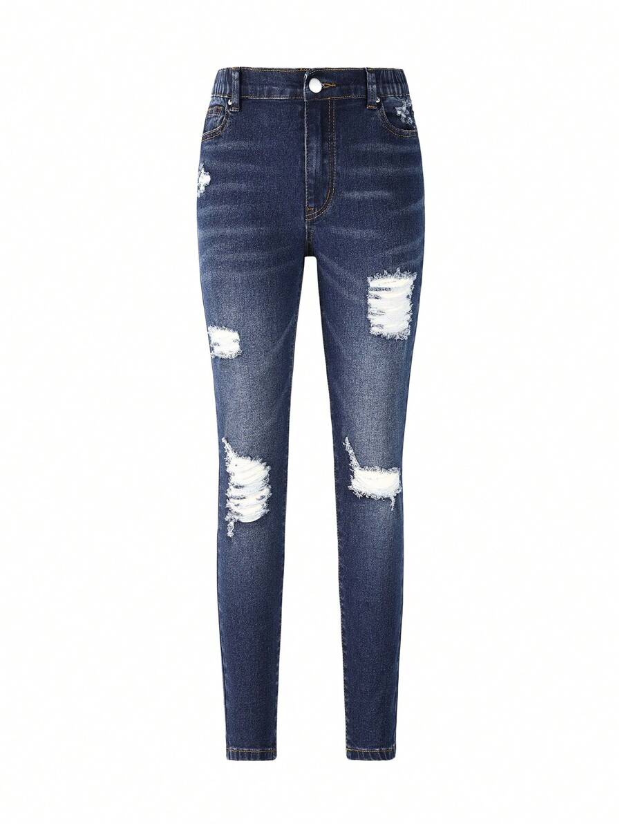 Tween Girls' Distressed Sandblasted, Speckled Effect, Ripped Stretch ...