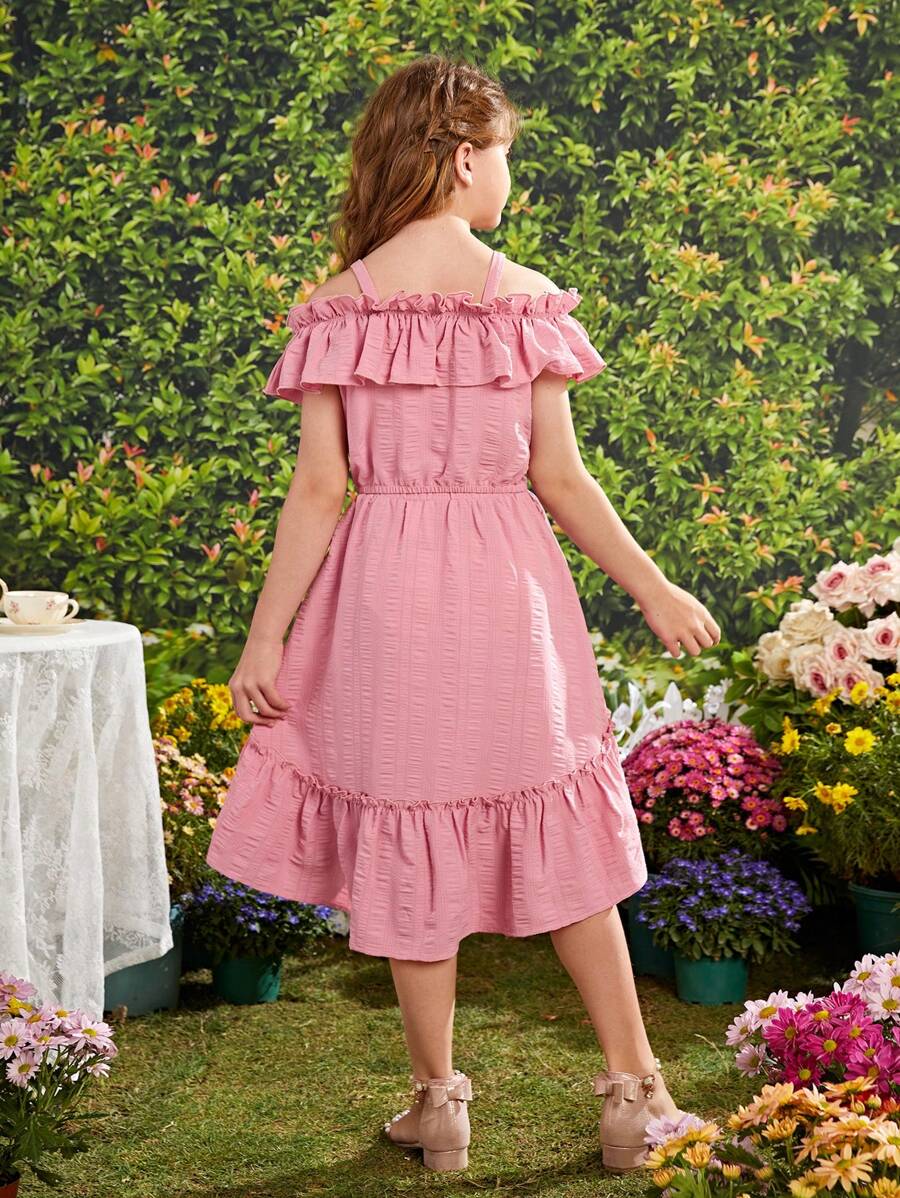 SHEIN Two Piece Set For Tween Girls Including Off-Shoulder Ruffle ...