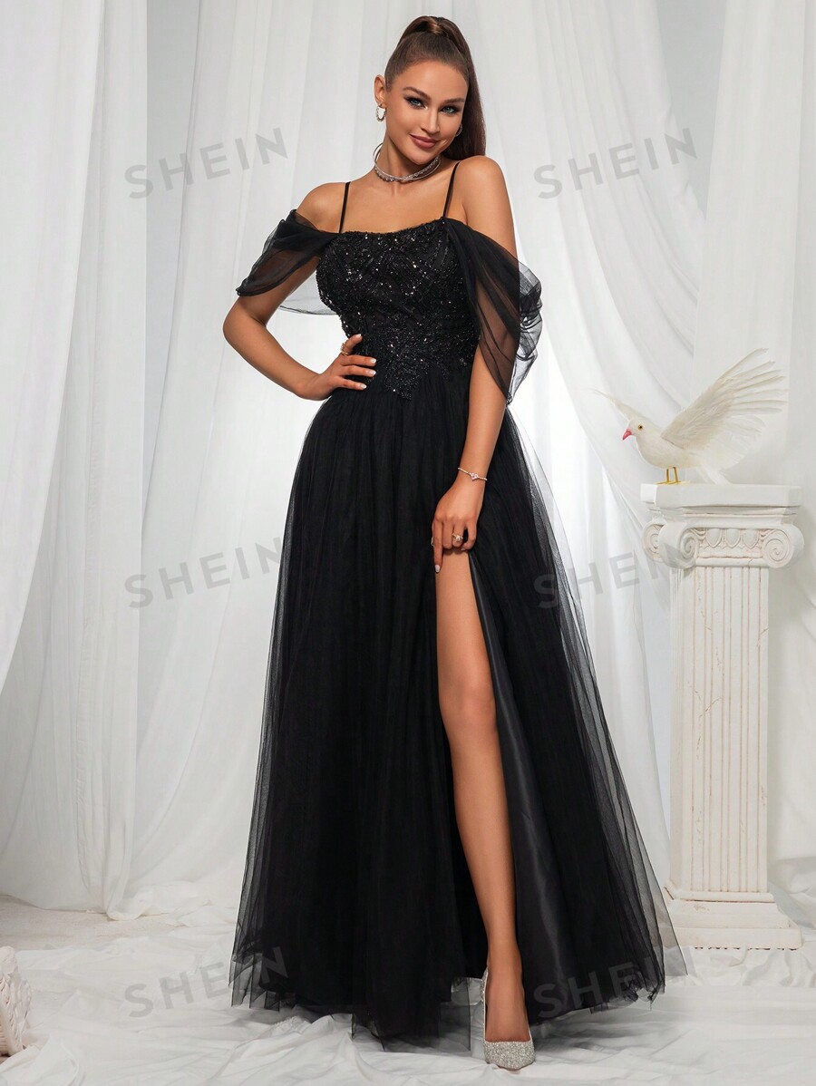 High-End Elegant Hand-Embroidered Evening Dress, Perfect For Banquet ...