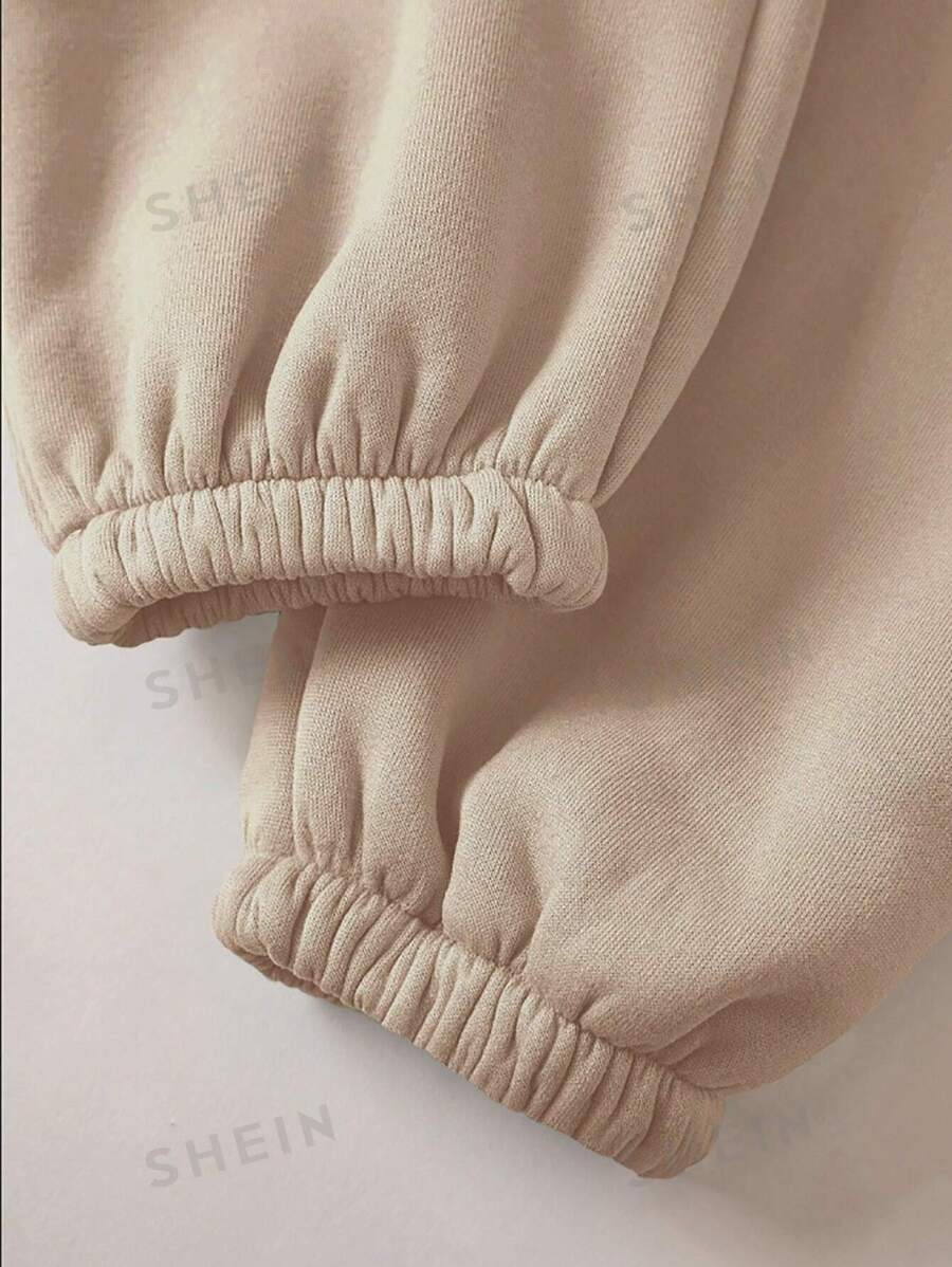 SHEIN Slayr Ladies' Solid Color Hoodie And Sweatpants Tracksuit Set ...