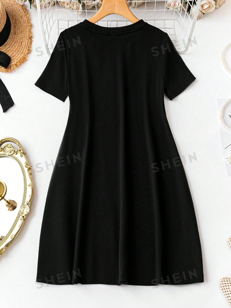 SHEIN LUNE Women Plus Size Casual Simple Short Sleeve One-Piece Dress ...