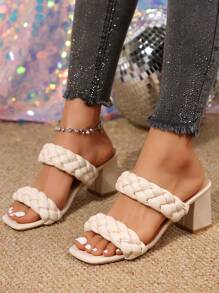 Damen Sommer Neue Mode Plateau Absatz Geflochten Riemen Mule Slide ...