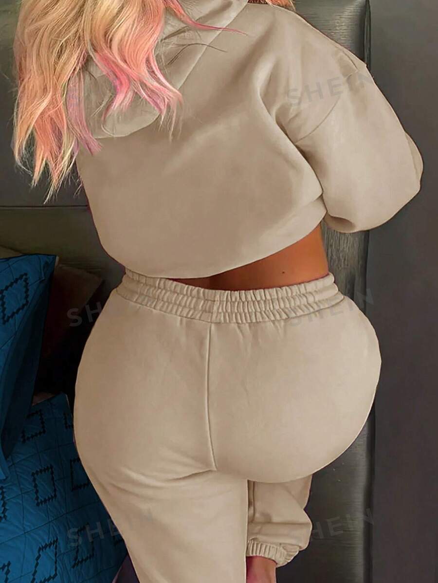 SHEIN Slayr Ladies' Solid Color Hoodie And Sweatpants Tracksuit Set With Drawstring for Sale ...