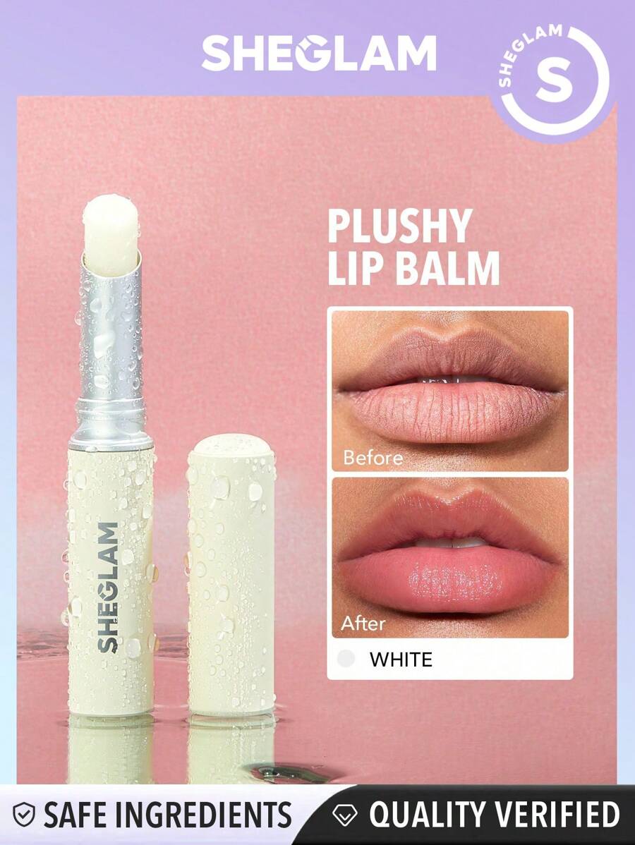 SHEGLAM Plushy Lip Balm-01 White Natural Gloss Hydrating Lip Care Olive ...