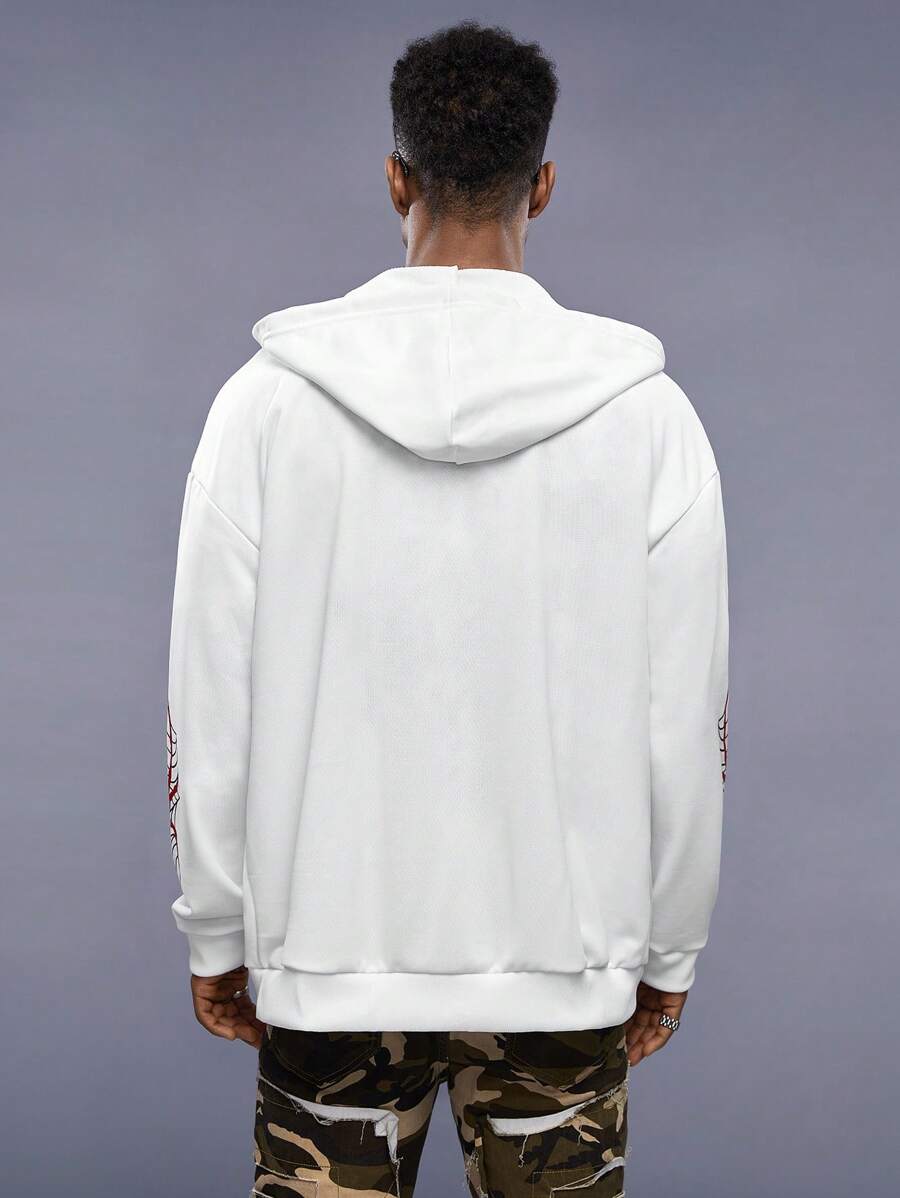 Manfinity EMRG Loose Men's Spider Web Printed Hoodie With Drop Shoulder Design, Tee Not Included ...