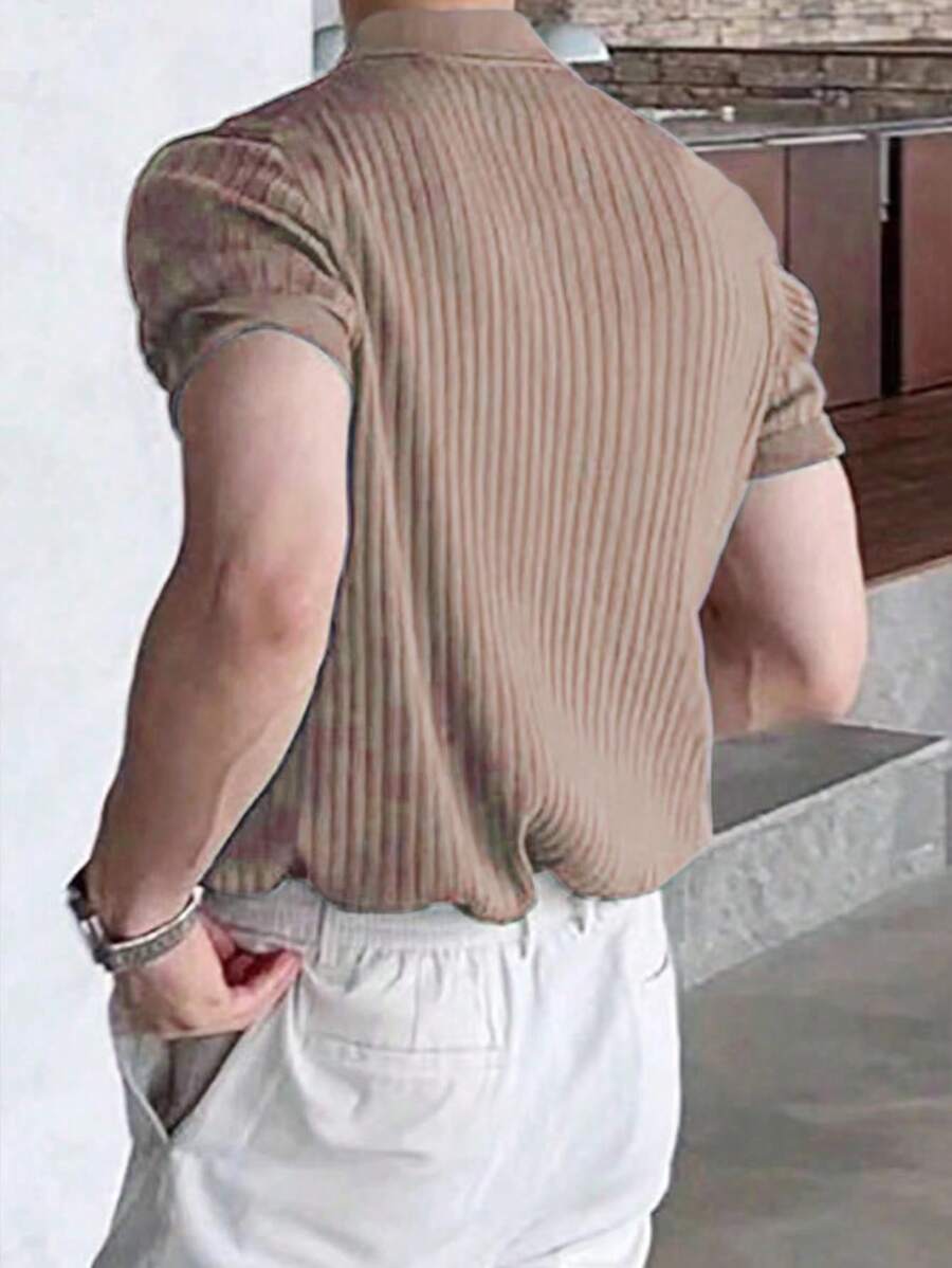 Manfinity Hypemode Men's Ribbed Short Sleeve Polo Shirt | SHEIN USA