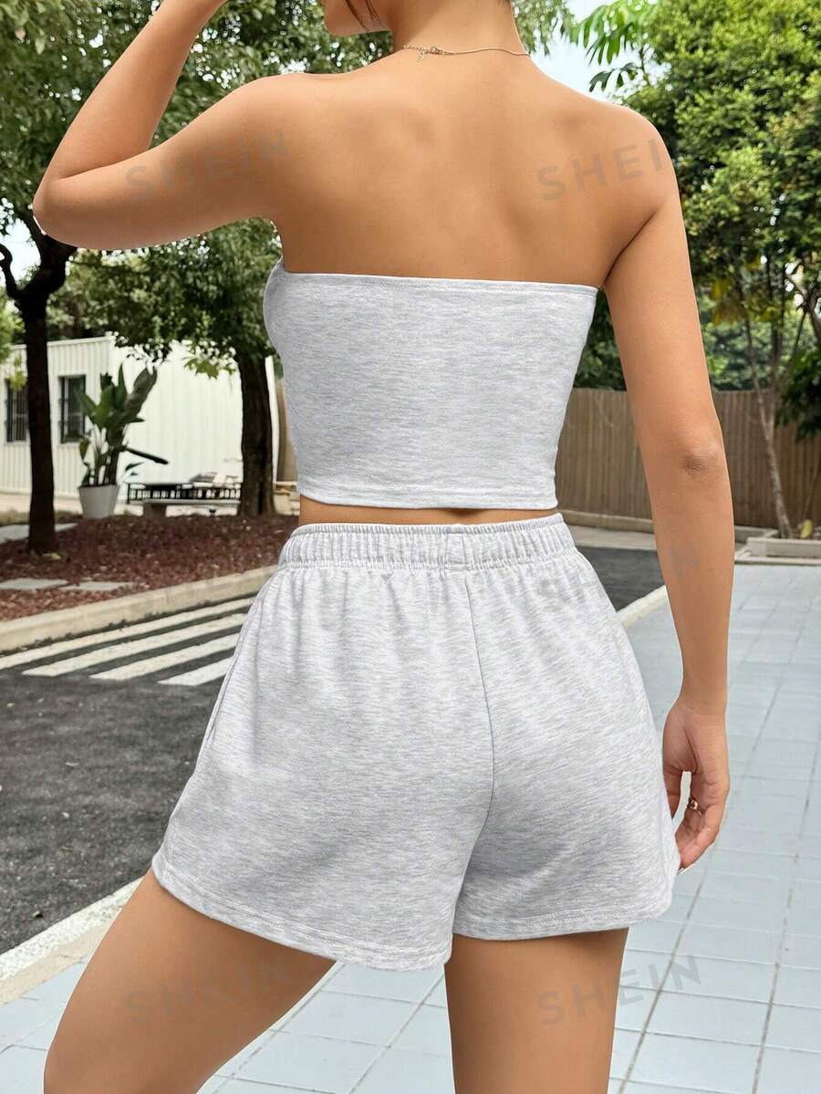 SHEIN EZwear Women's Solid Color Casual Two-Piece Set | SHEIN UK