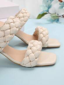 Damen Sommer Neue Mode Plateau Absatz Geflochten Riemen Mule Slide ...