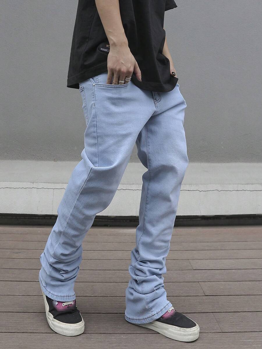 Manfinity Roughcore Men's Straight Leg Jeans With Diagonal Pockets ...