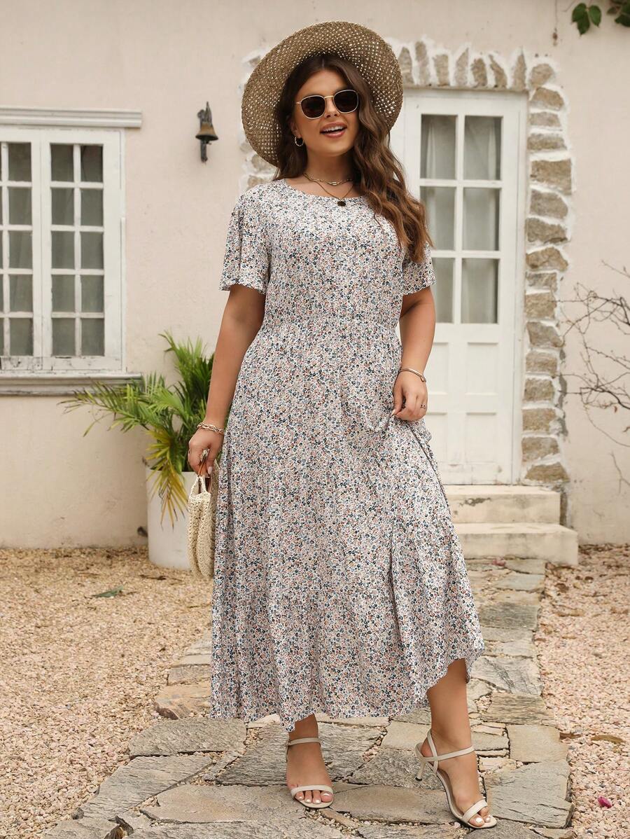 Nemidor Plus Size Women's Floral Print Cinching Waist Dress for Sale ...