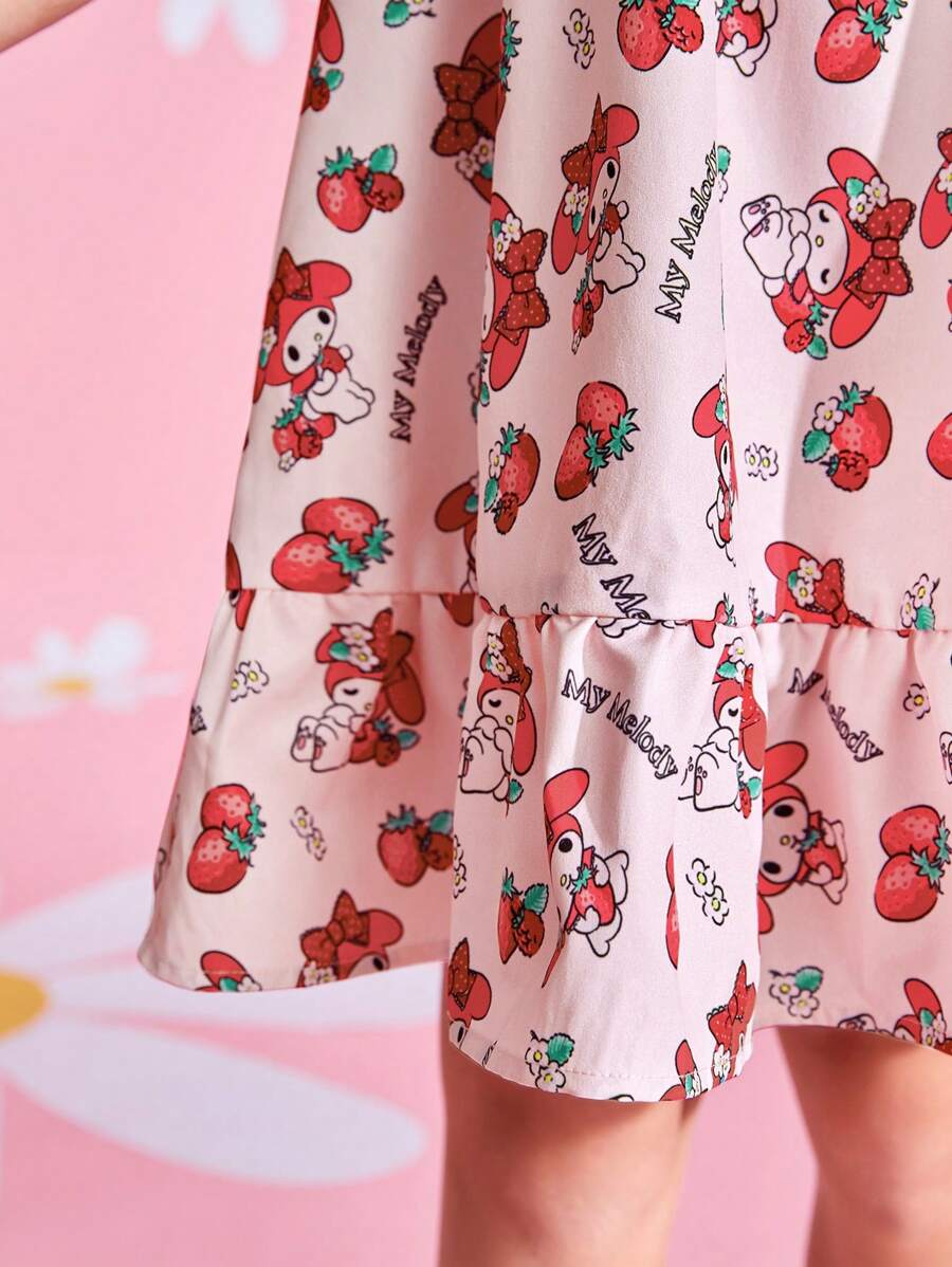 HELLO KITTY AND FRIENDS | SHEIN Tween Girl Red Cartoon Graphic Puff ...