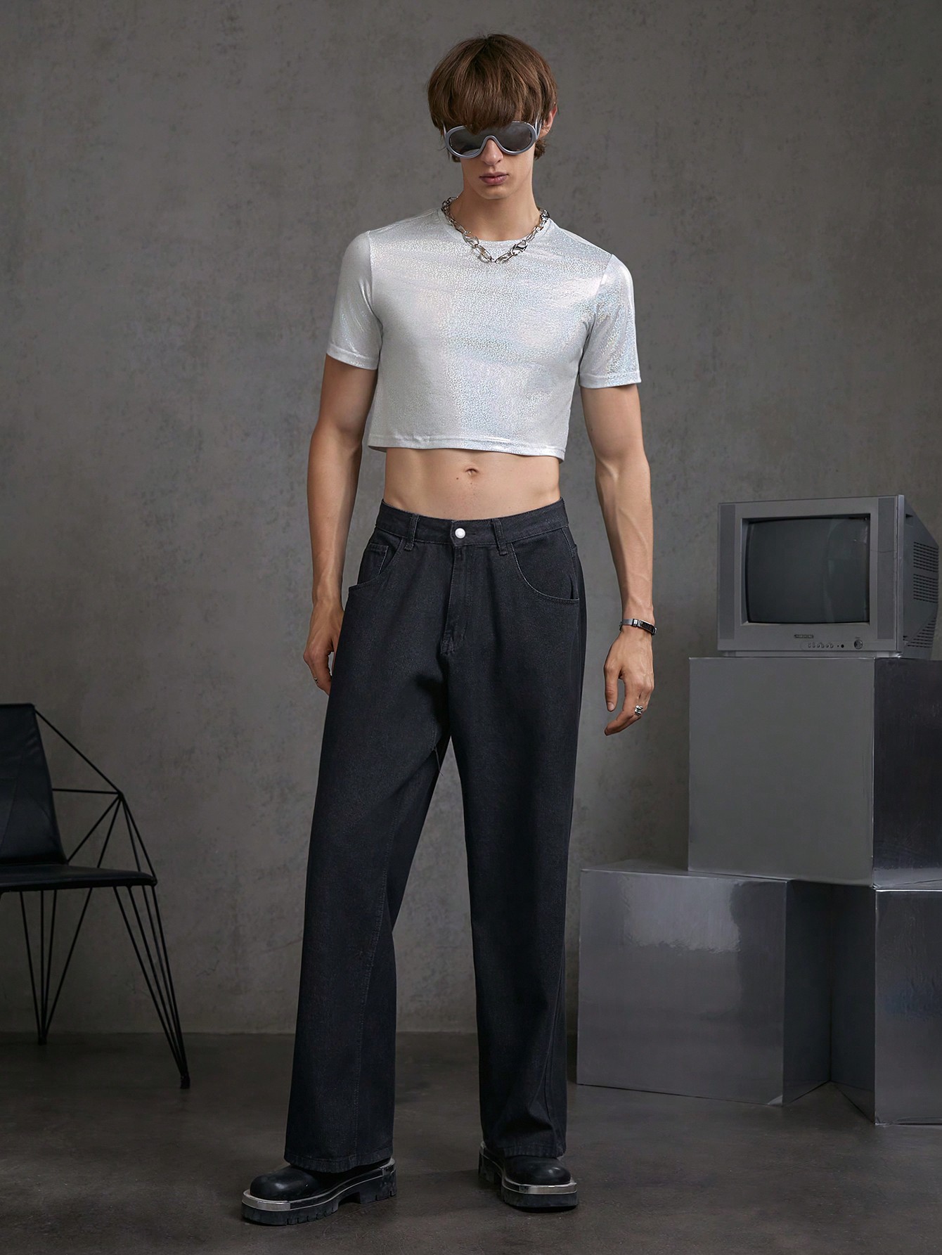 Manfinity EMRG Men's Metallic Short Cut T-Shirt | SHEIN USA