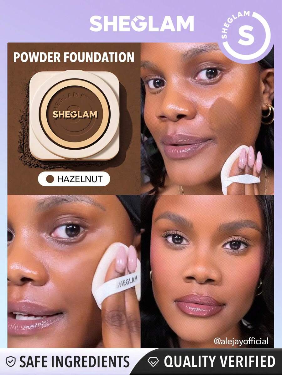 SHEGLAM Skin-Focus High Coverage Powder Foundation-Hazelnut 36 Shades Oil-Control Pore-Less ...
