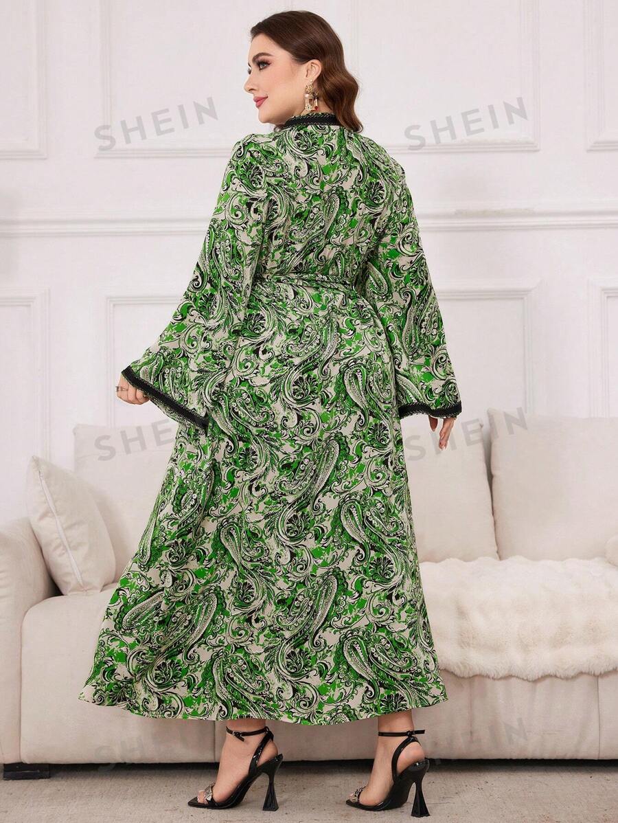 SHEIN Najma Arabisches Kleid mit Paisleymuster und taillierter Taille ...