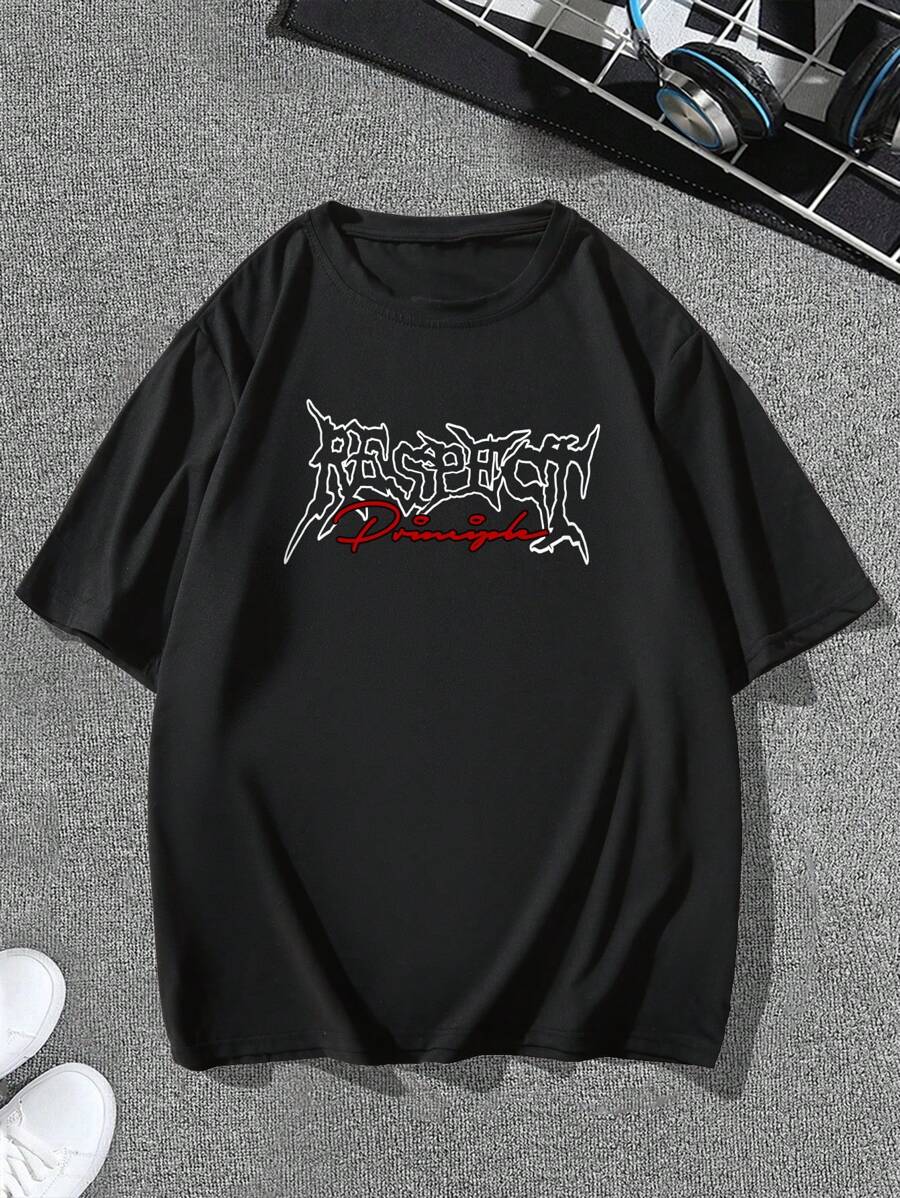 Manfinity EMRG T-shirt Col Rond Pour Homme Avec Impression De Lettres ...