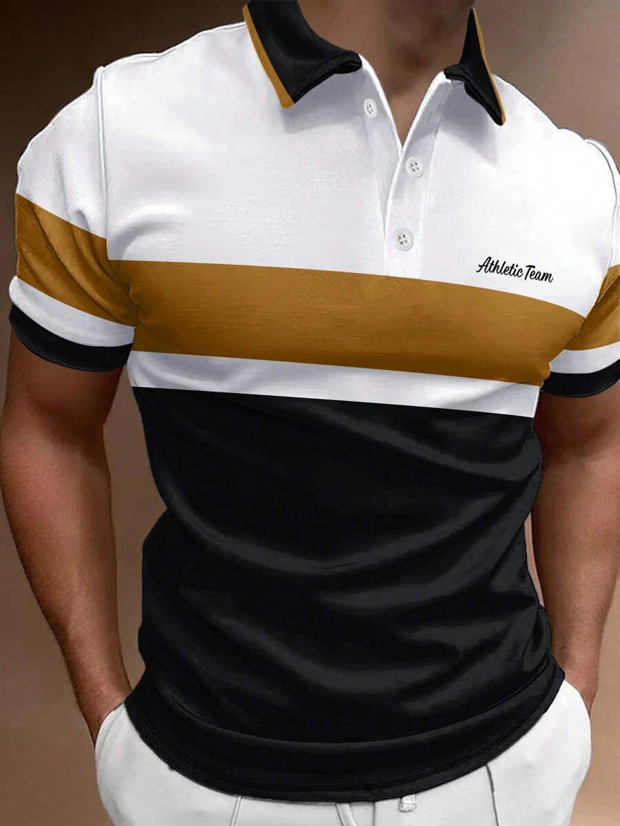 Manfinity Homme Men's Color Block Short Sleeve Polo Shirt , Collar Graphic Work Fashion Dad And ...