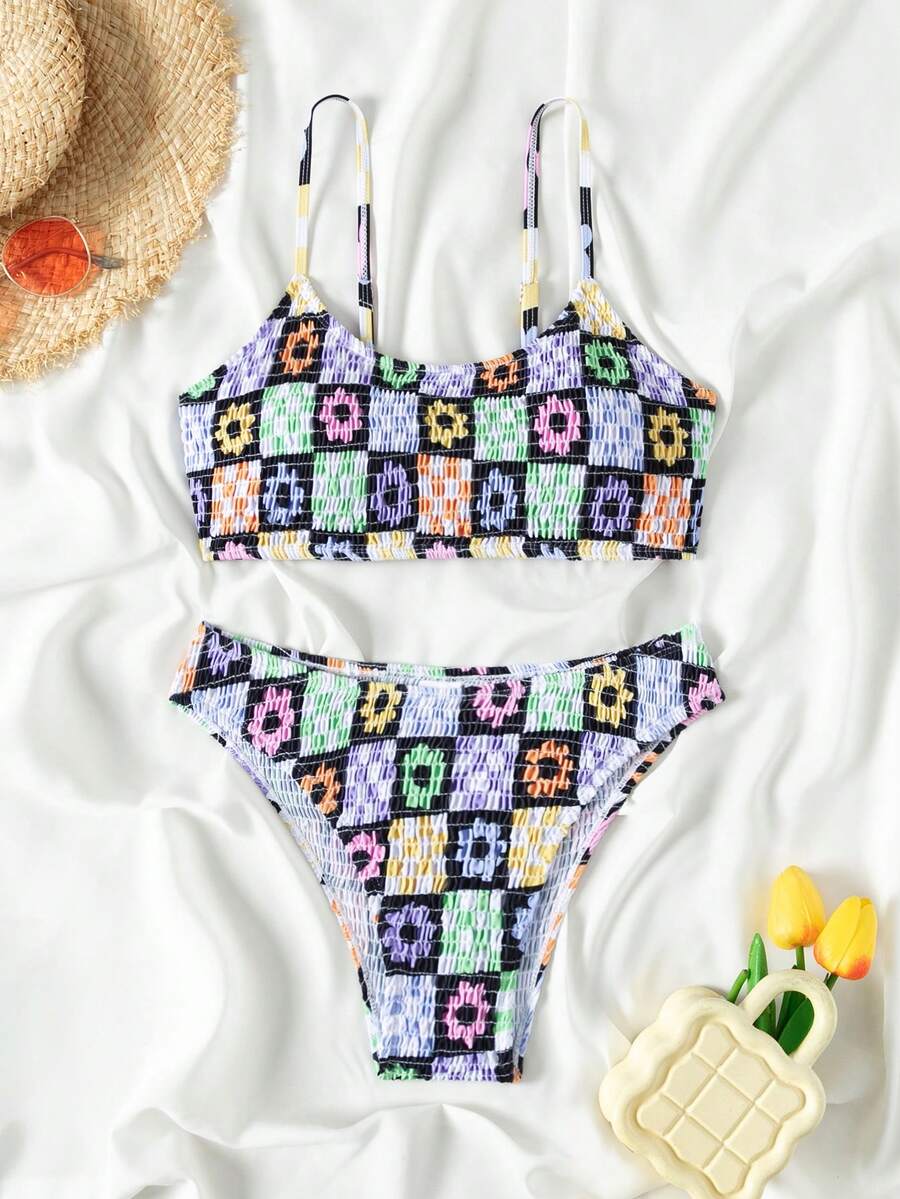 Dedraw Studio JOANA DEVOTO Maryam Alam Plaid Floral Printed Shirred ...