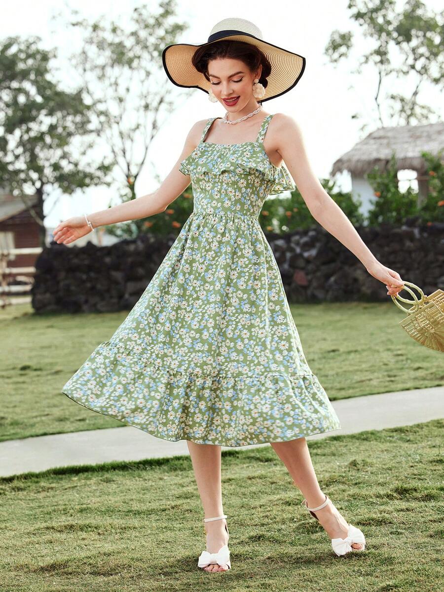 SHEIN DECDS Rural Vacation Style Dress, Spring & Summer, With Wide ...