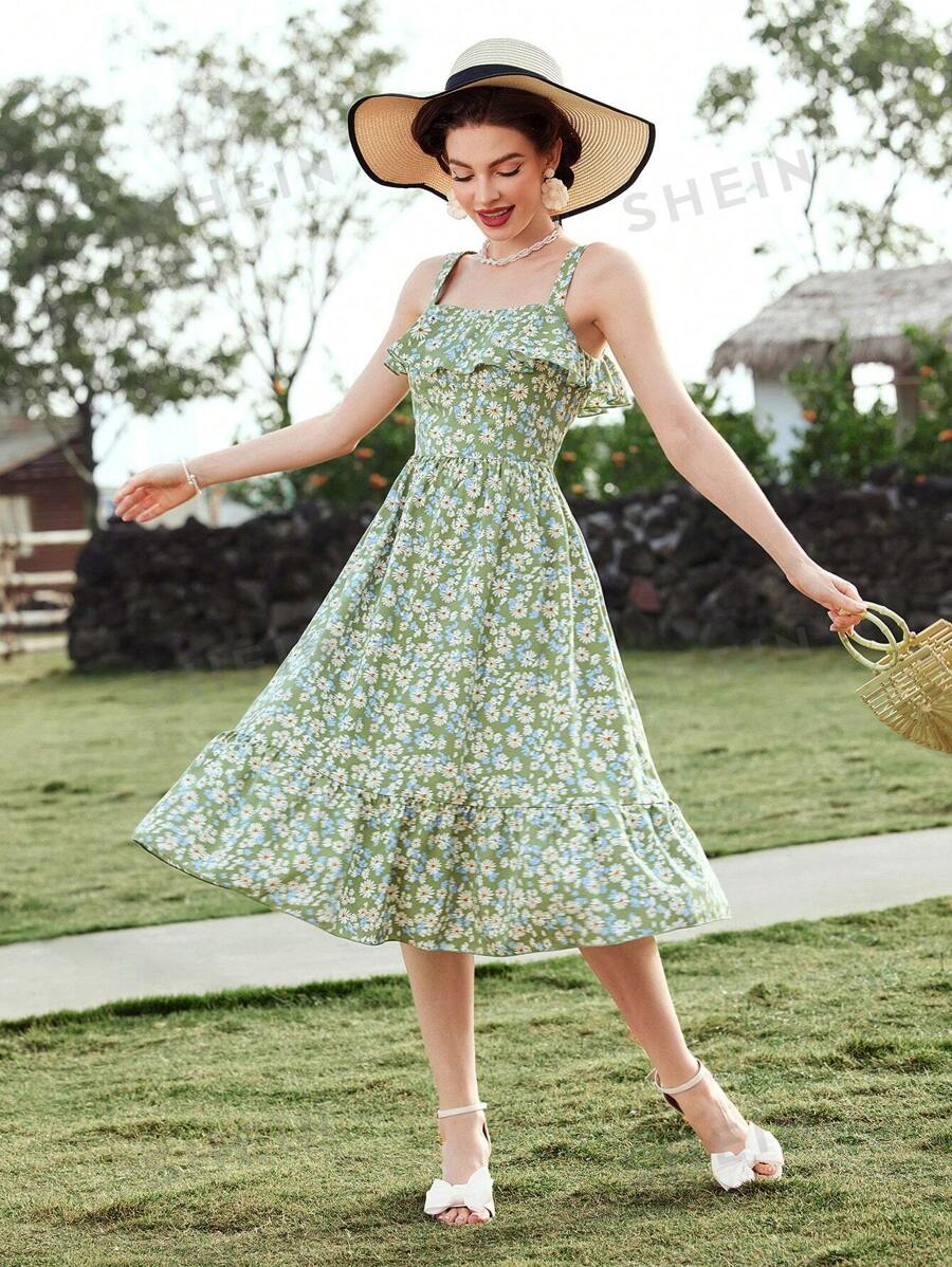 SHEIN DECDS Rural Vacation Style Dress, Spring & Summer, With Wide ...