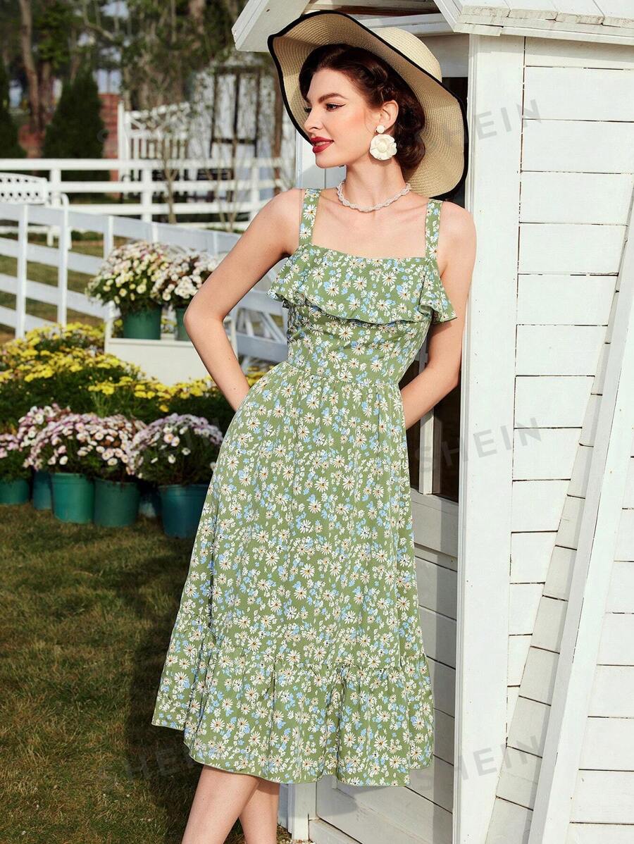 SHEIN DECDS Rural Vacation Style Dress, Spring & Summer, With Wide ...