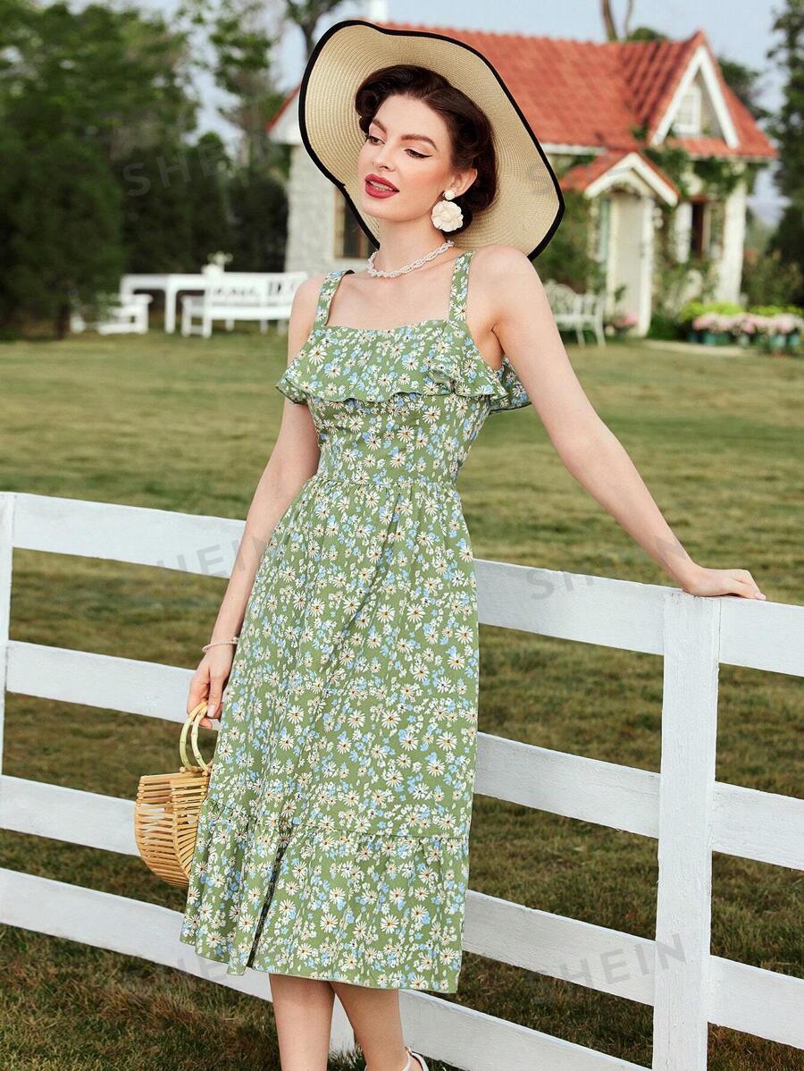 SHEIN DECDS Rural Vacation Style Dress, Spring & Summer, With Wide ...