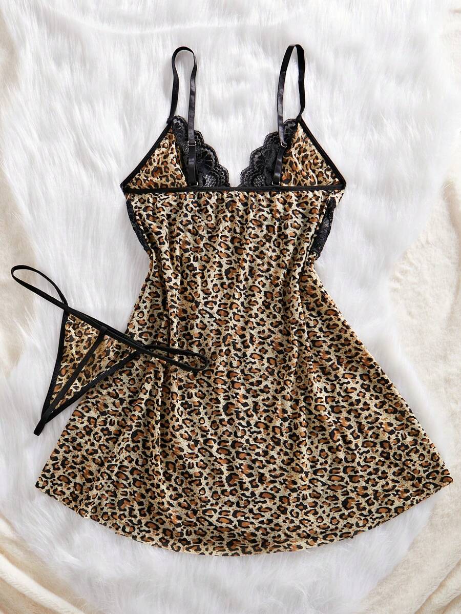 Wild Conjunto Sexy De Lencería Con Encaje Y Estampado De Leopardo | Moda de Mujer | SHEIN México