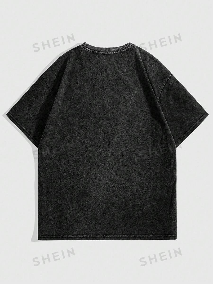 ROMWE Grunge Punk Men's Dark Punk Style Loose-Fitting T-Shirt With ...