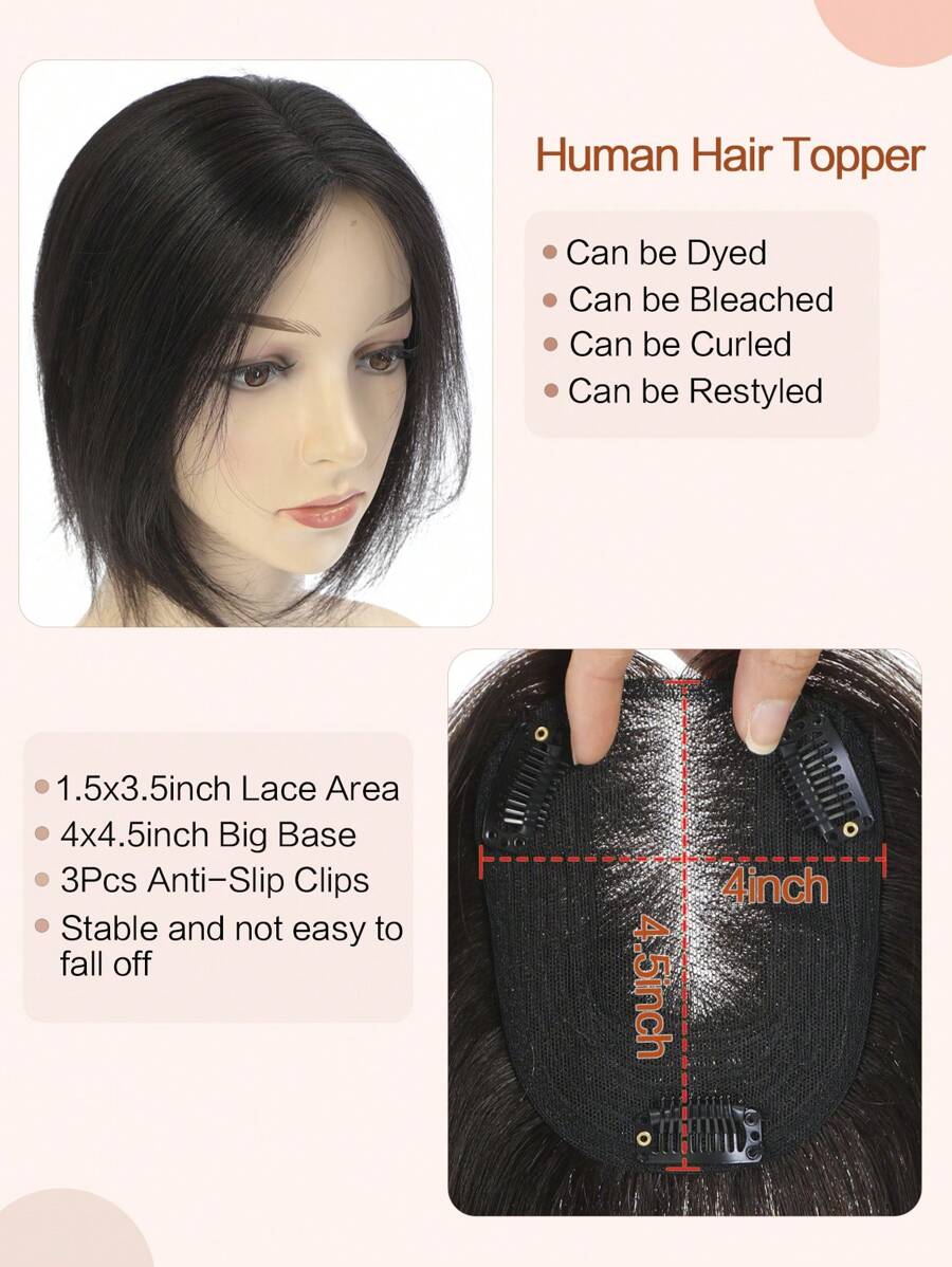 Hair Toppers for Women 100% Real Human Hair Toppers 12 Inch Hair ...