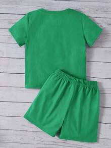 SHEIN Young Boys' Casual Comfortable Two Tone Set With Letter Print ...