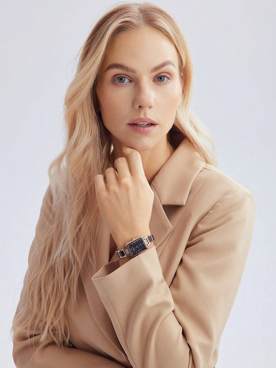 MOTF PREMIUM LADIES' VINTAGE RECTANGULAR QUARTZ WATCH WITH TWO-HAND ...