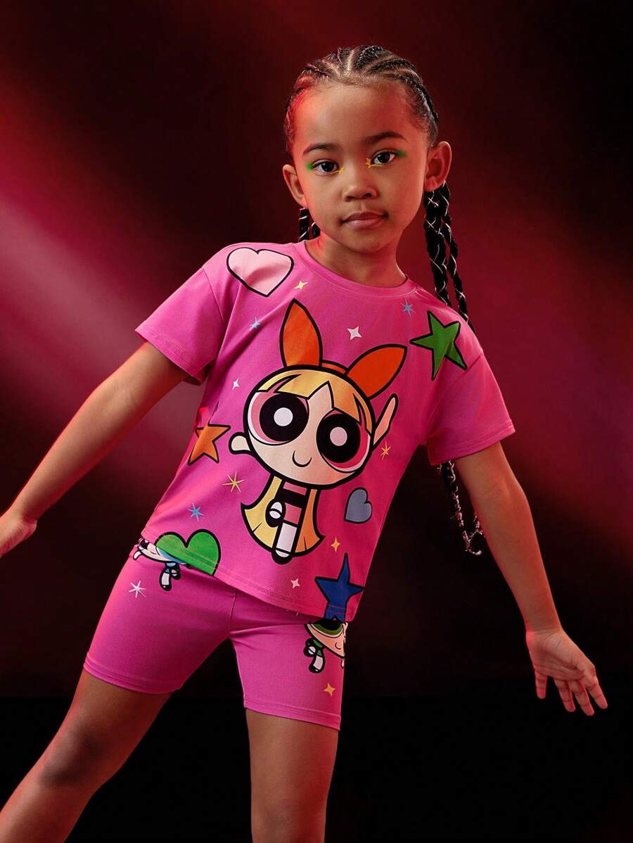 THE POWERPUFF GIRLS X SHEIN Young Girl Cartoon Print Set | SHEIN USA