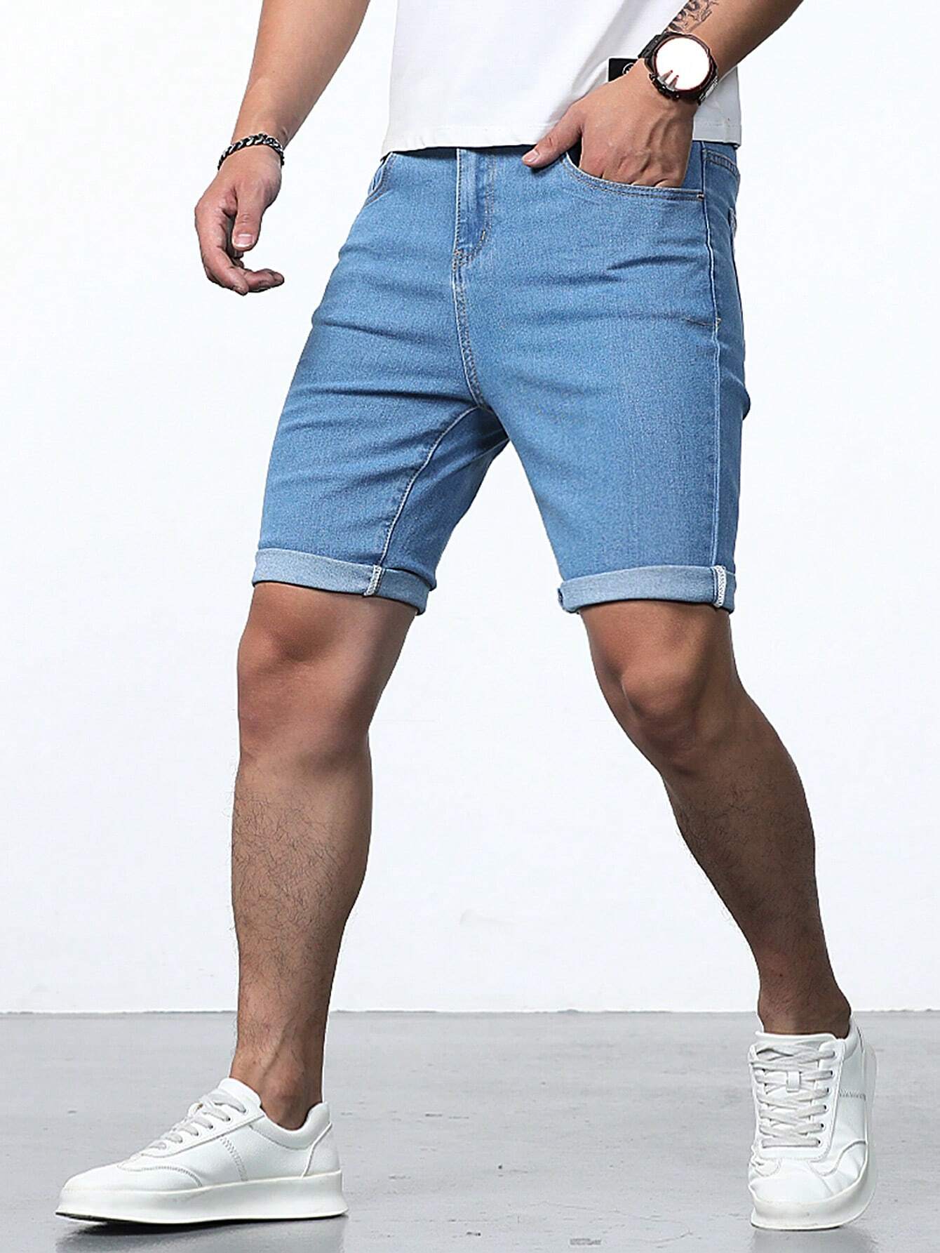 Manfinity Homme Short En Jean Pour Hommes Avec Poche Et Fermeture ...