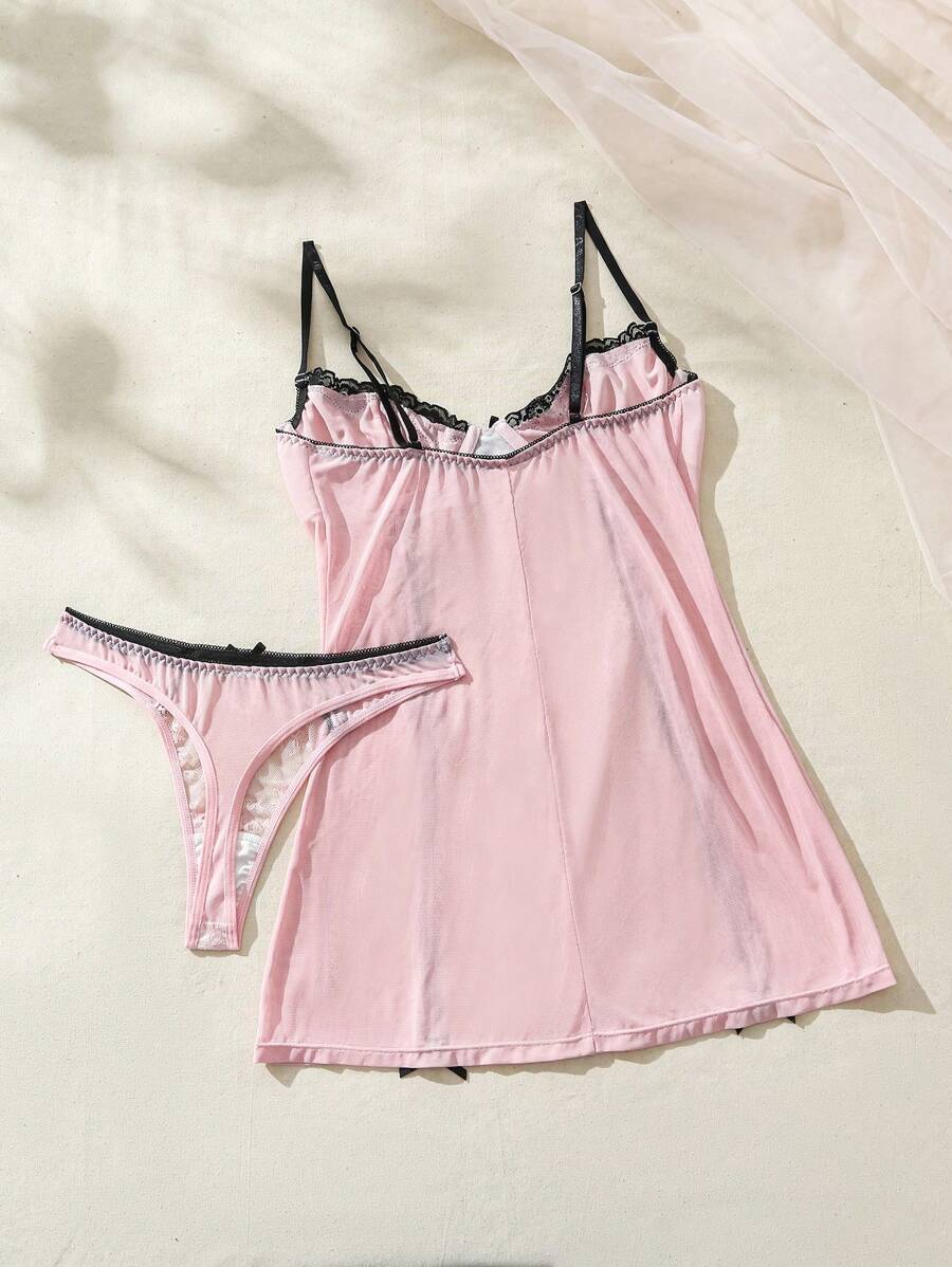 SHEIN Vestido de lencería con empalmado de encaje para dama | Mode de ...