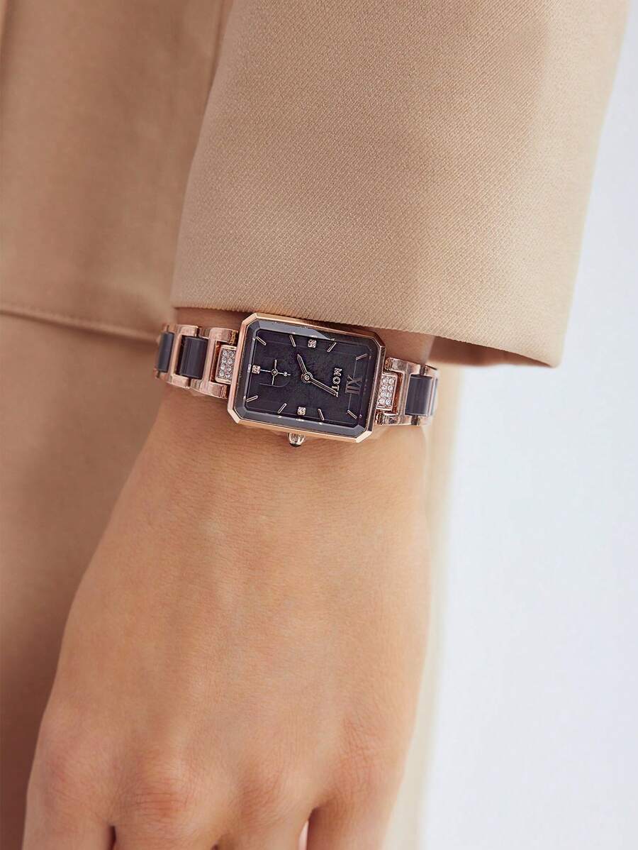 MOTF PREMIUM LADIES' VINTAGE RECTANGULAR QUARTZ WATCH WITH TWO-HAND ...