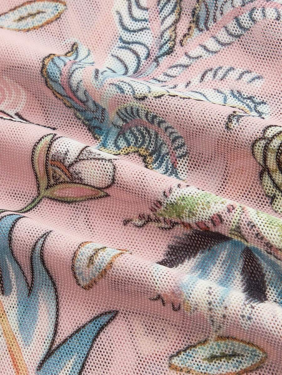 thaonca Women's Stand Collar Long Sleeve Top With All-Over Printing ...