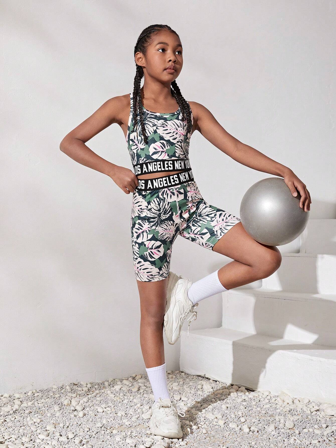 SHEIN Ensemble De Débardeur De Sport Et De Short Tricoté Pour Les ...